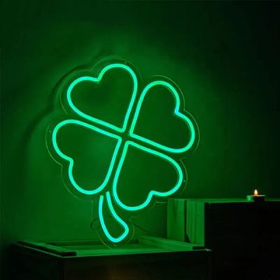 Four Leaf Clover Neon Sign: Embrace Good Luck - BgNeon